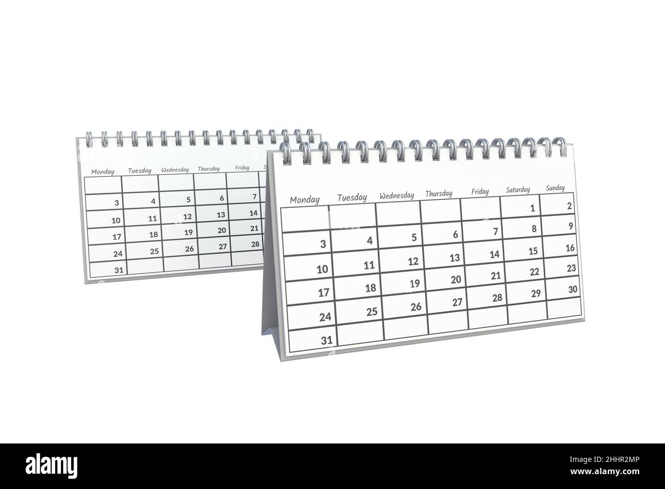 Paper calendar isolated on white background. 3d render Stock Photo - Alamy