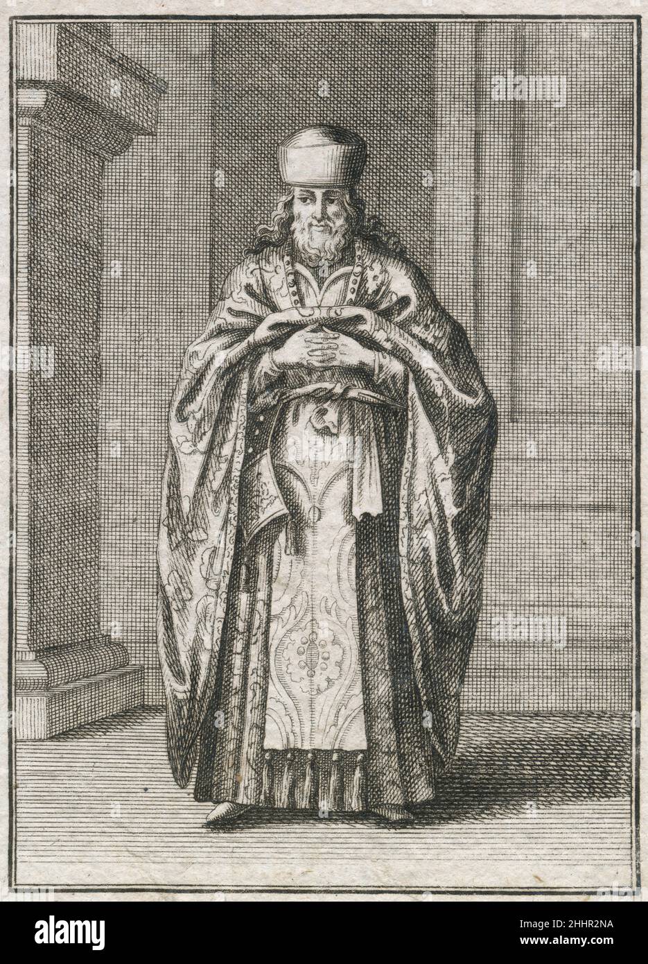 Antique 17th century engraving, "a Greek father in priest's habit" (Ein ...
