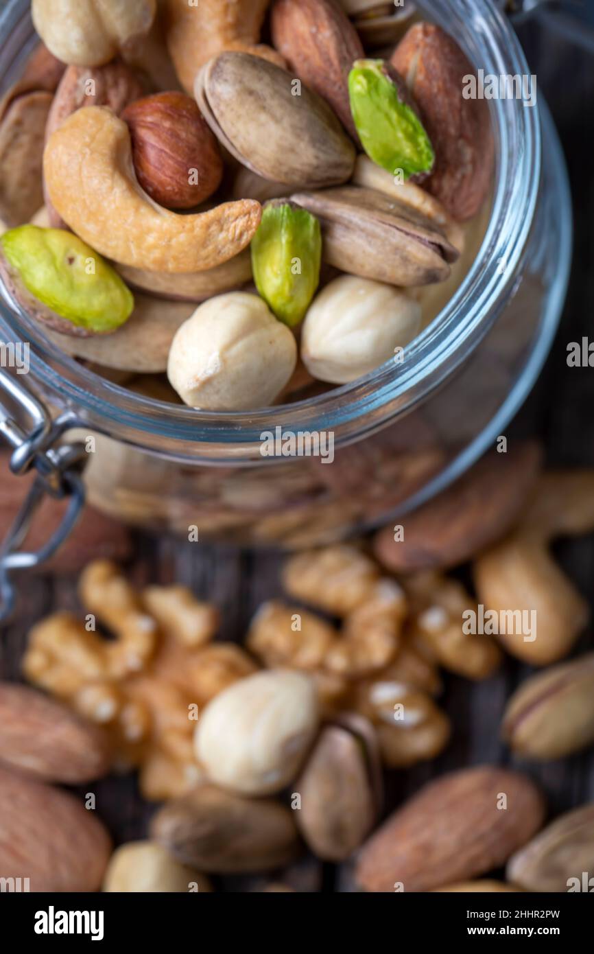Mixed nuts on a white background Stock Photo - Alamy