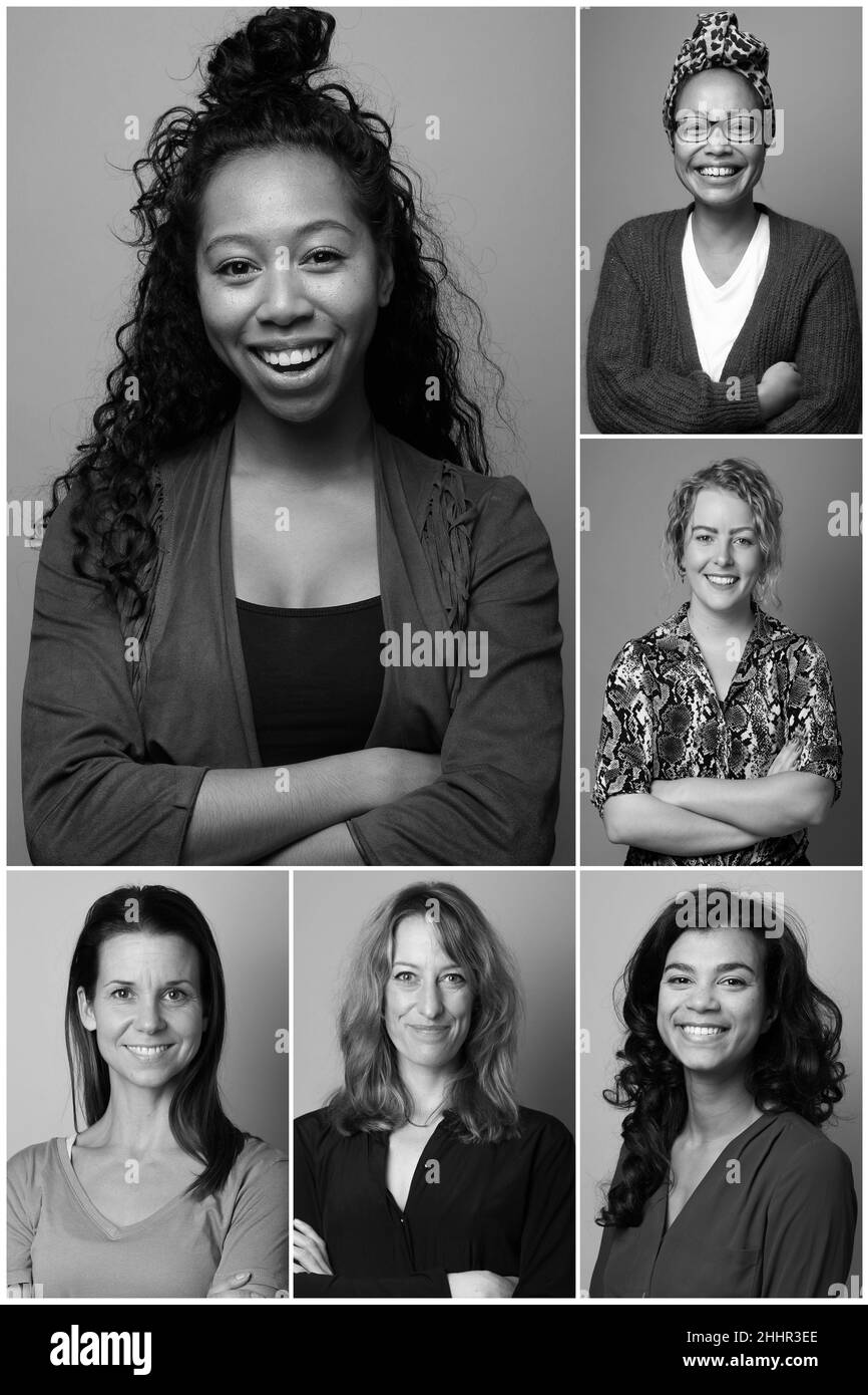 Group of beautiful people in a collage Stock Photo - Alamy