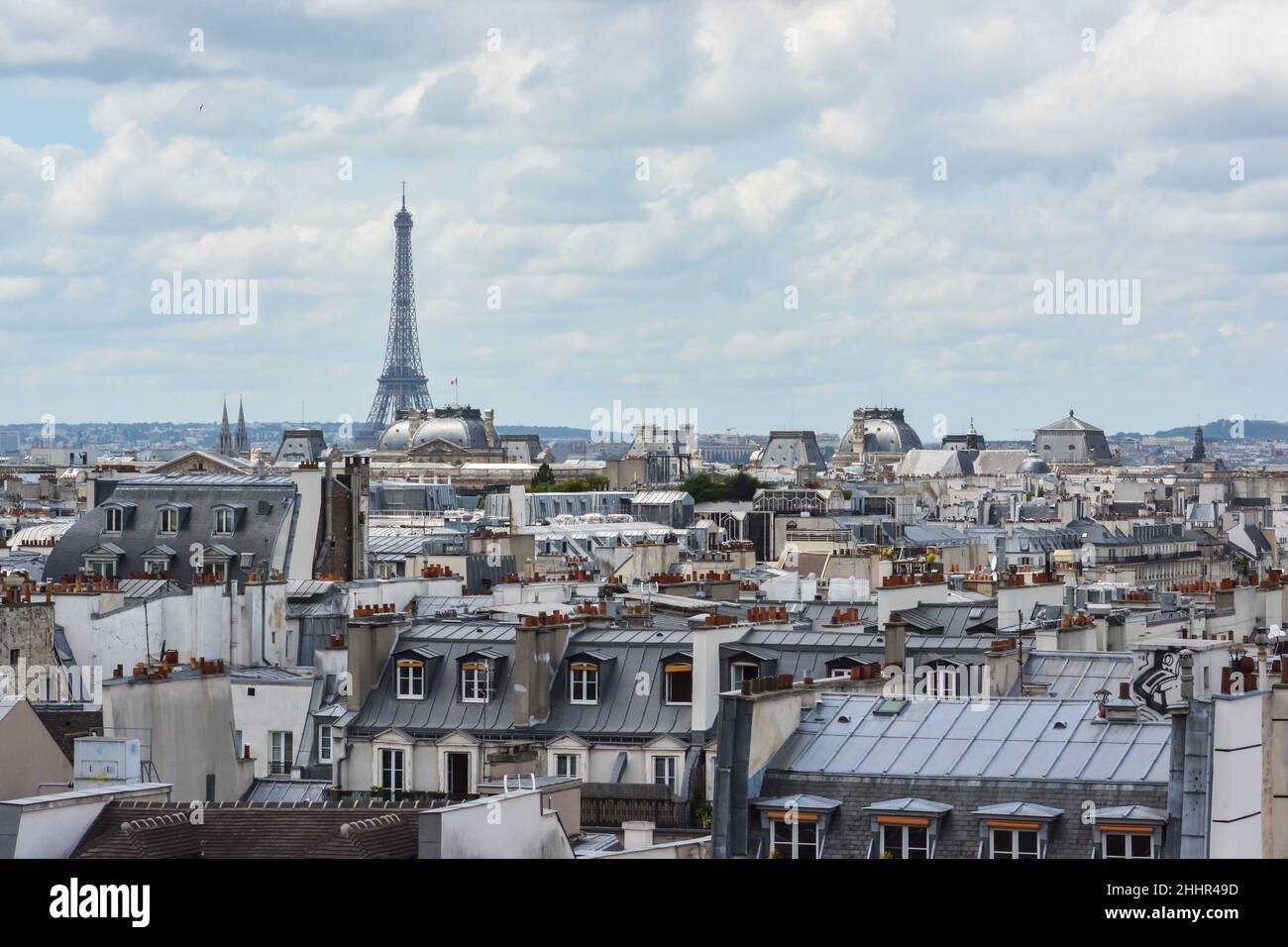 Paris from the roof of the Pompidou Center. Top view of the French ...