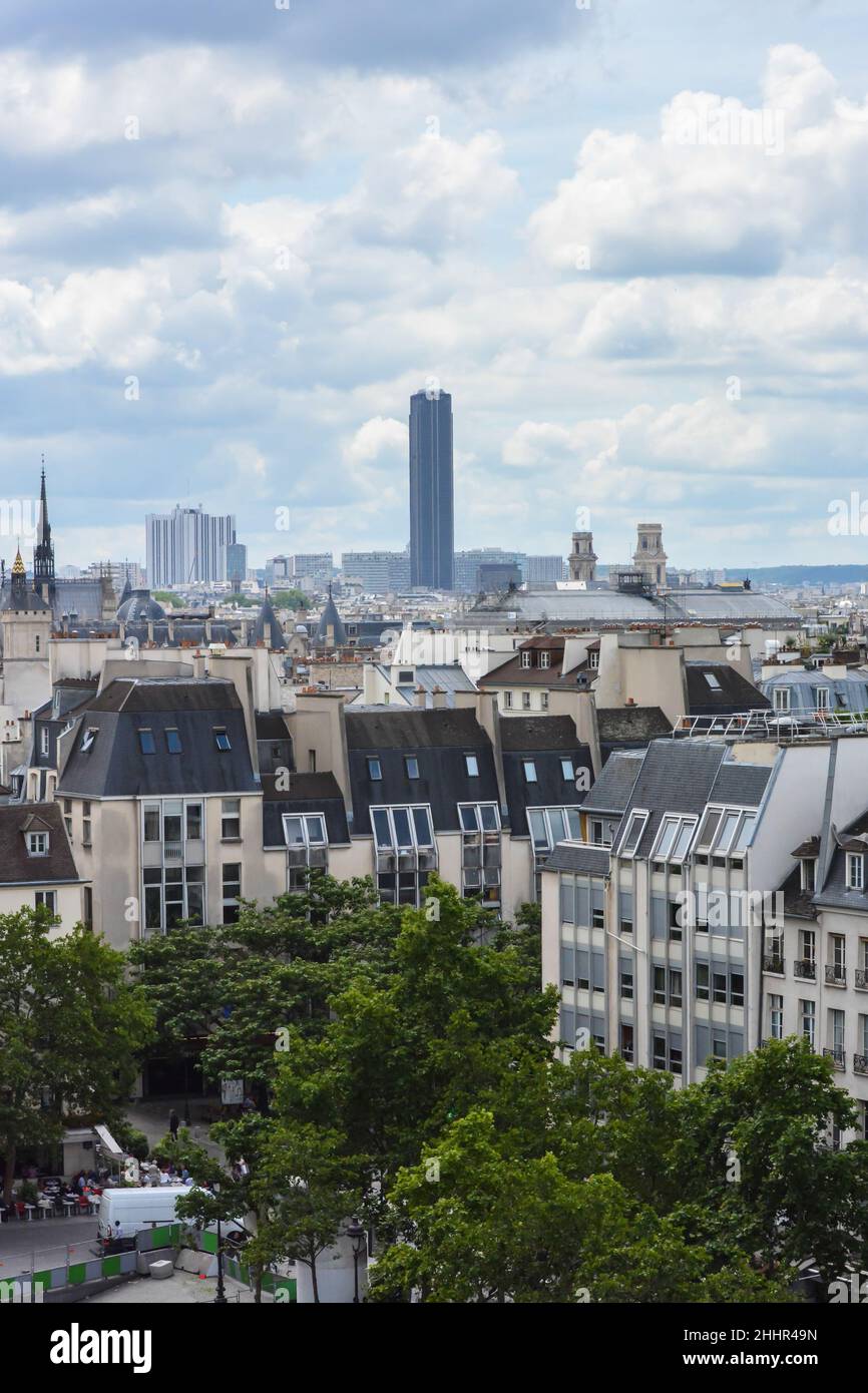 Paris from the roof of the Pompidou Center. Top view of the French ...