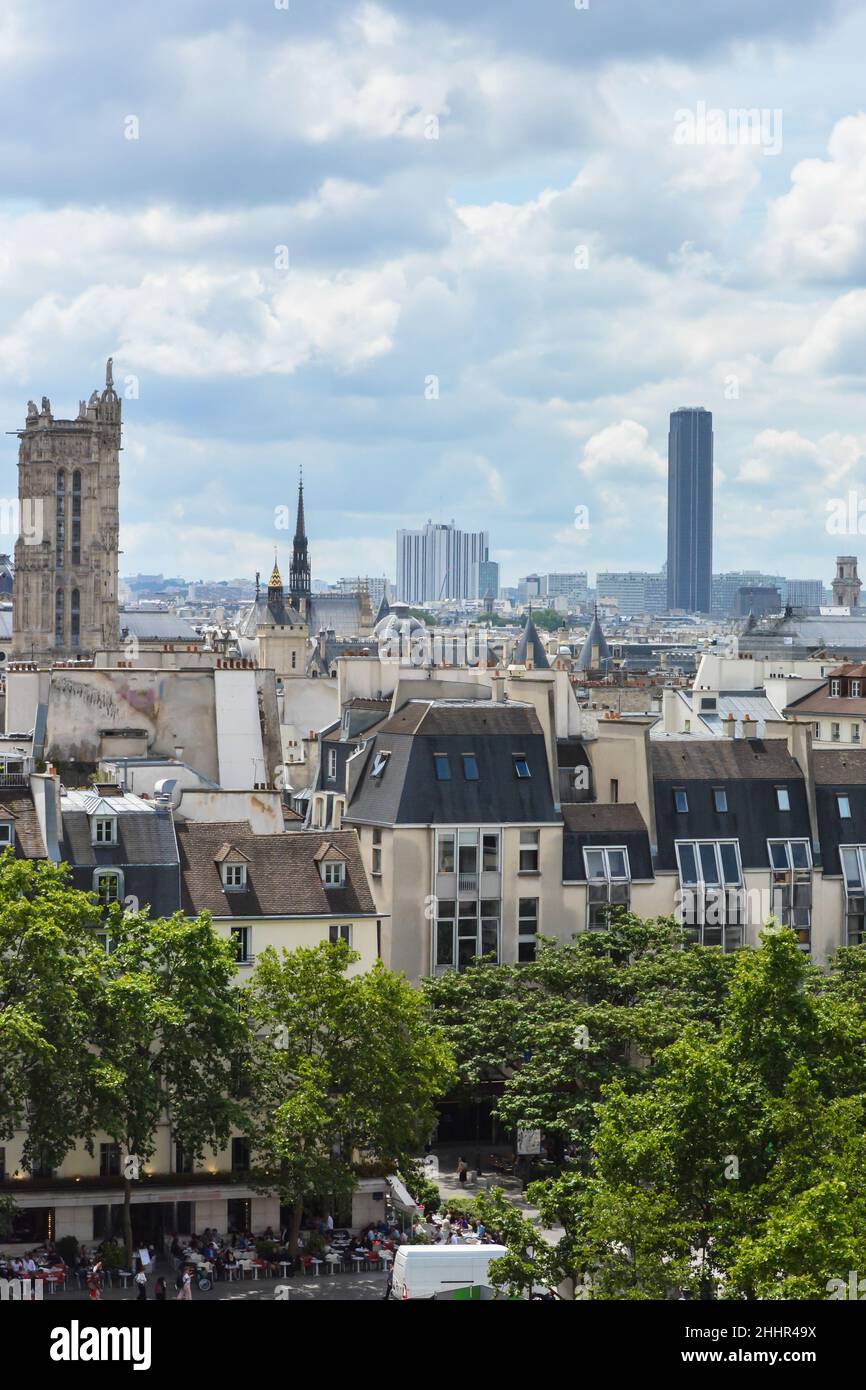 Paris from the roof of the Pompidou Center. Top view of the French ...