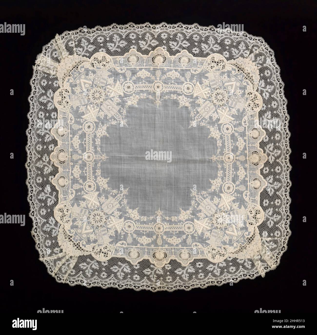 Handkerchief 1850–70 probably French The dense embroidery on this ...