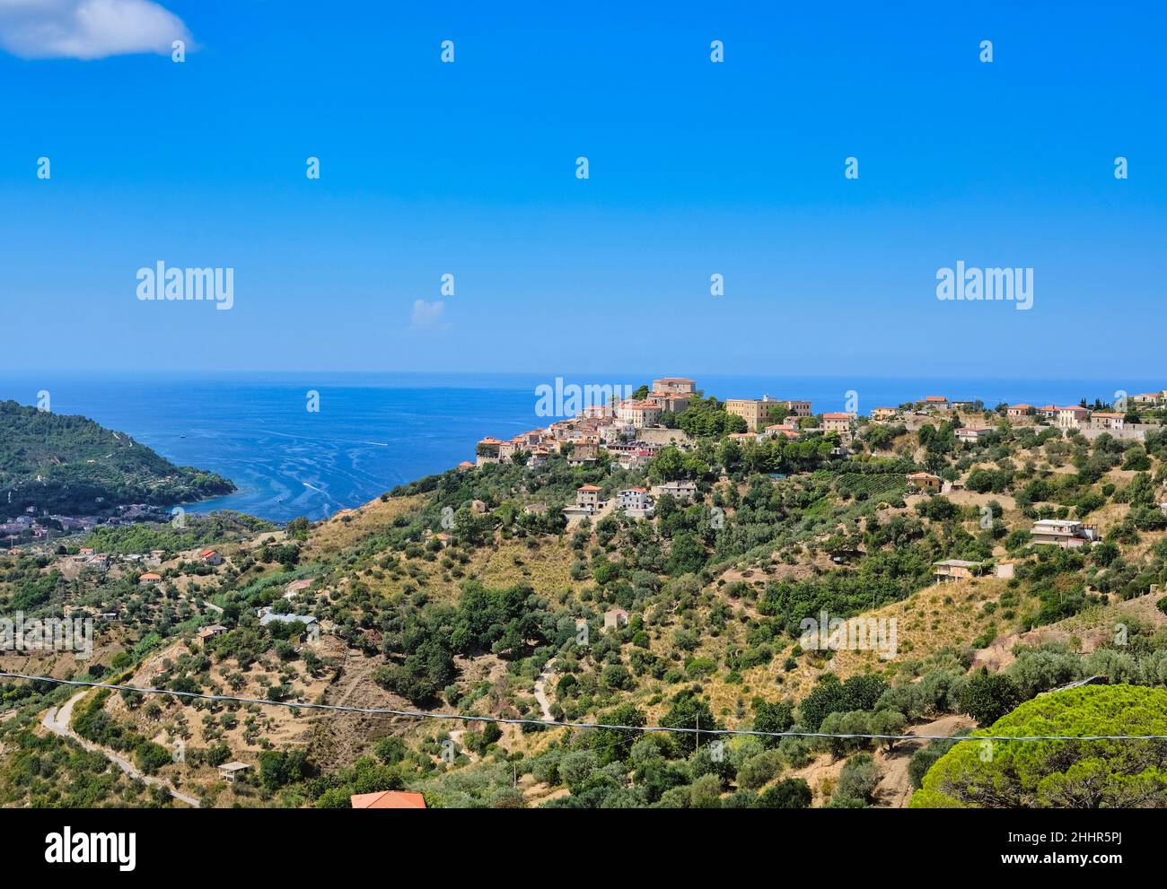 Panoramic view of the Cilento coast from the square of the historic ...
