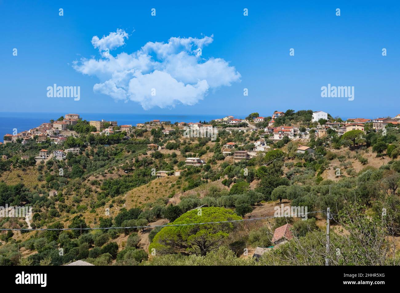 Panoramic view of the Cilento coast from the square of the historic ...