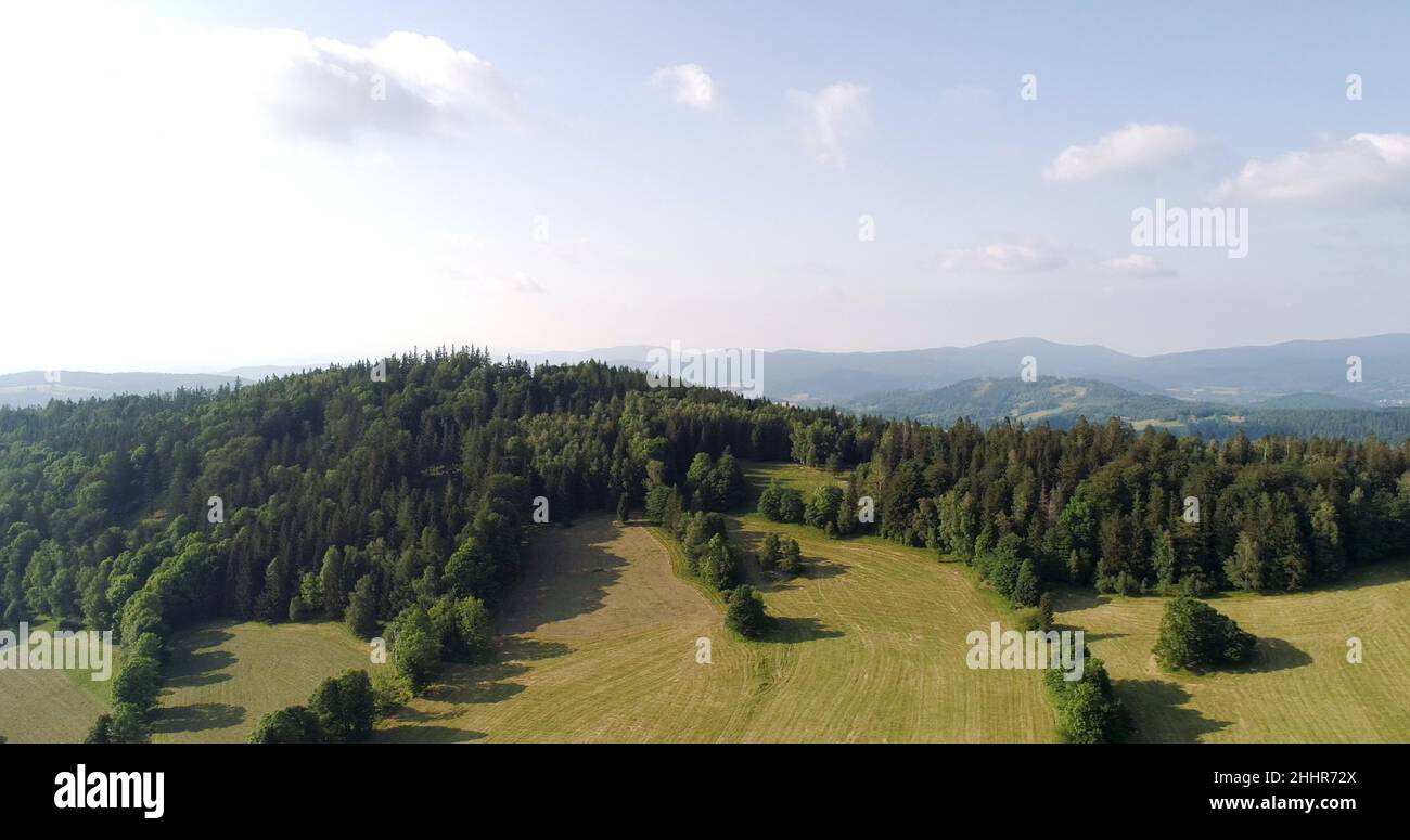 Beautiful View of Forest and Fields Aerial Stock Photo - Alamy