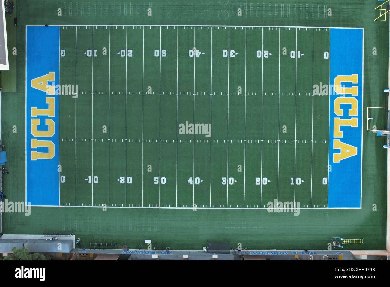 An aerial view of the practice fields at the Wasserman Football Center ...