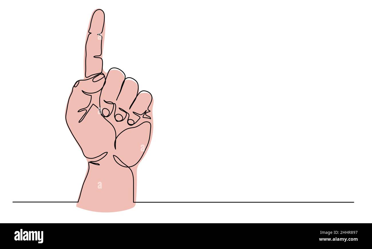 Attention hand gesture. Arm pointing direction with forefinger. One ...