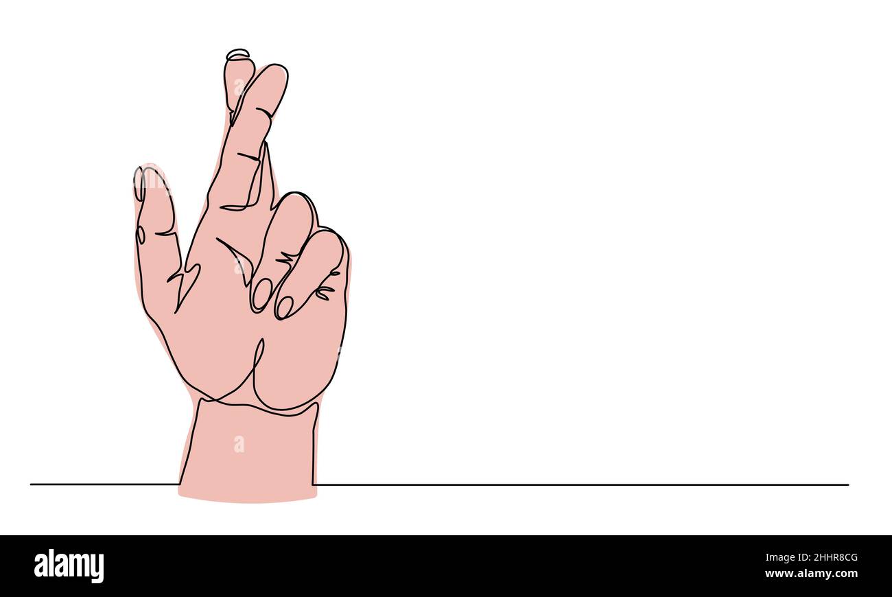 Crossed fingers hand gesture. When liar tries to hide the truth sign ...