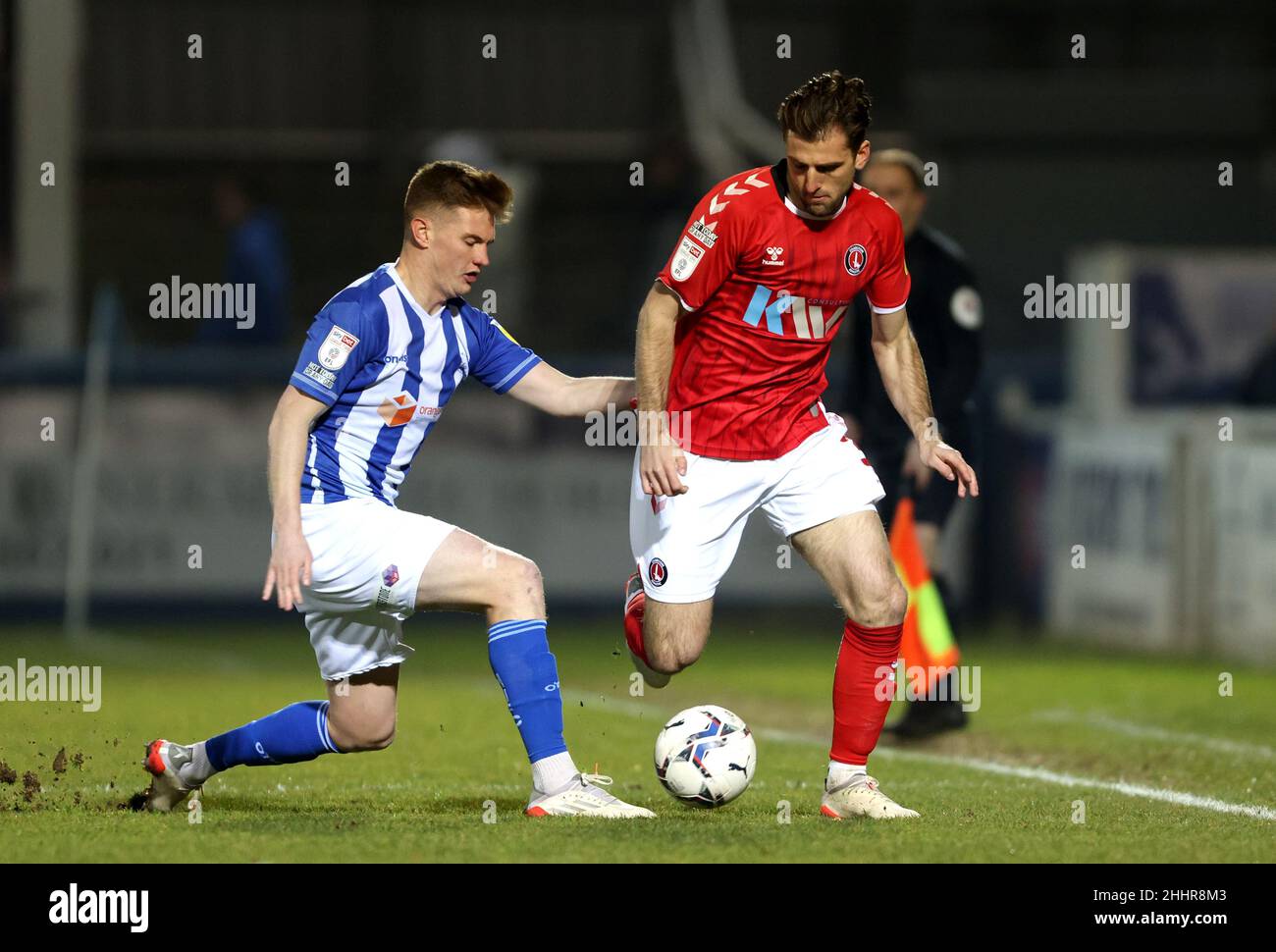 Charlton Athletic's Ben Purrington (right) and Hartlepool United's Mark ...