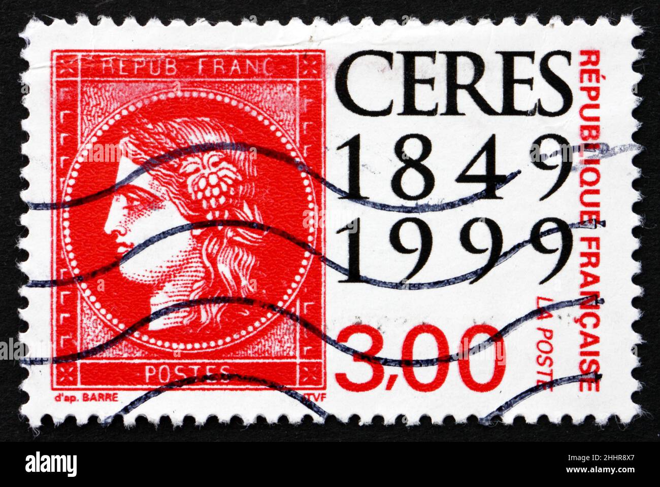 FRANCE - CIRCA 1999: a stamp printed in the France shows Ceres, 150th ...