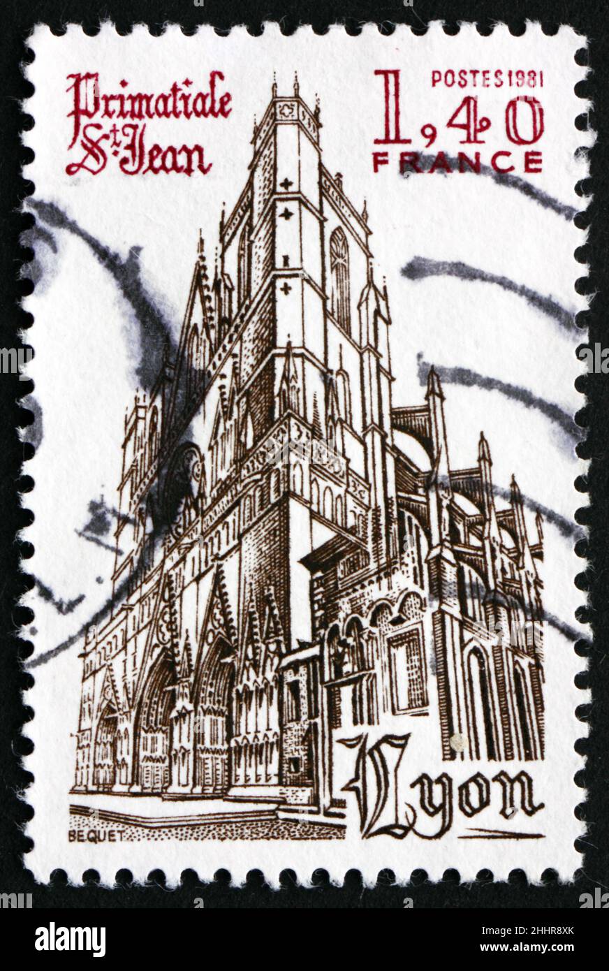 FRANCE - CIRCA 1981: a stamp printed in the France shows Church of St ...