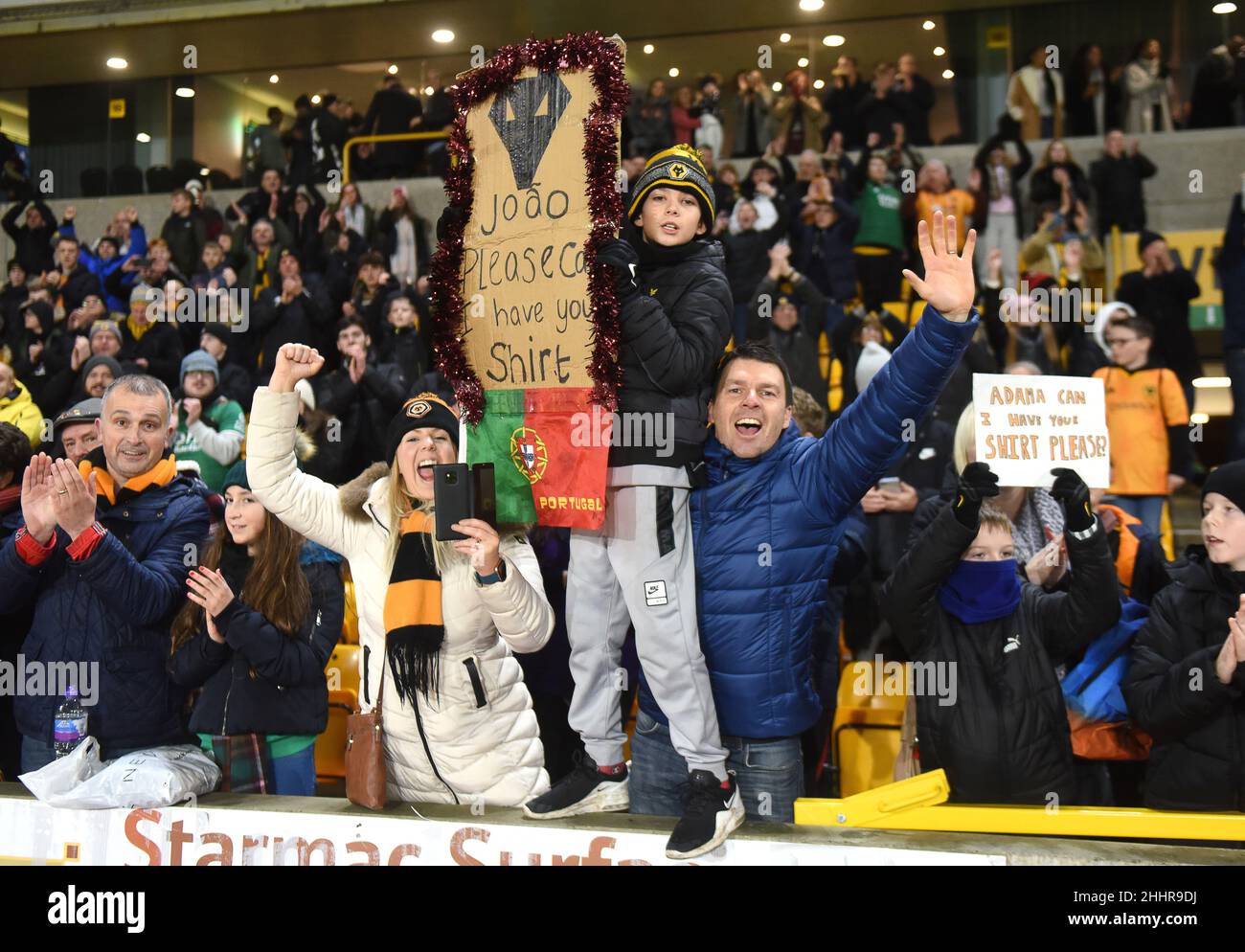 Wolves supporters fans requesting footballers shirts at Wolverhampton ...