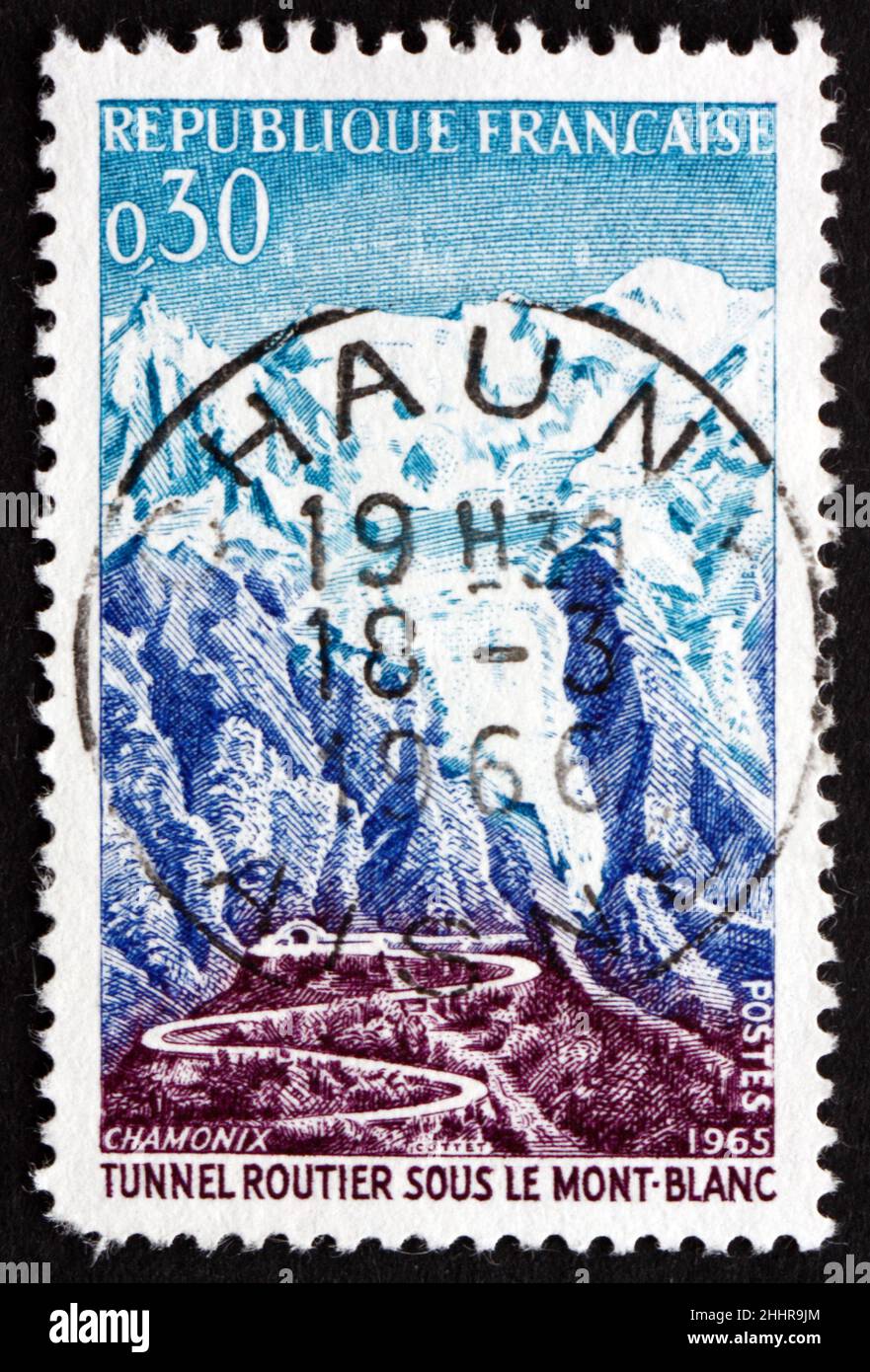 FRANCE - CIRCA 1965: a stamp printed in the France shows View of Road ...