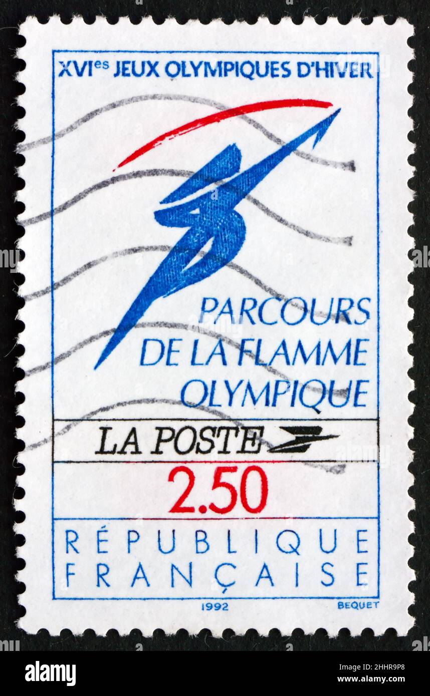 FRANCE - CIRCA 1991: a stamp printed in the France shows Olympic Flame ...
