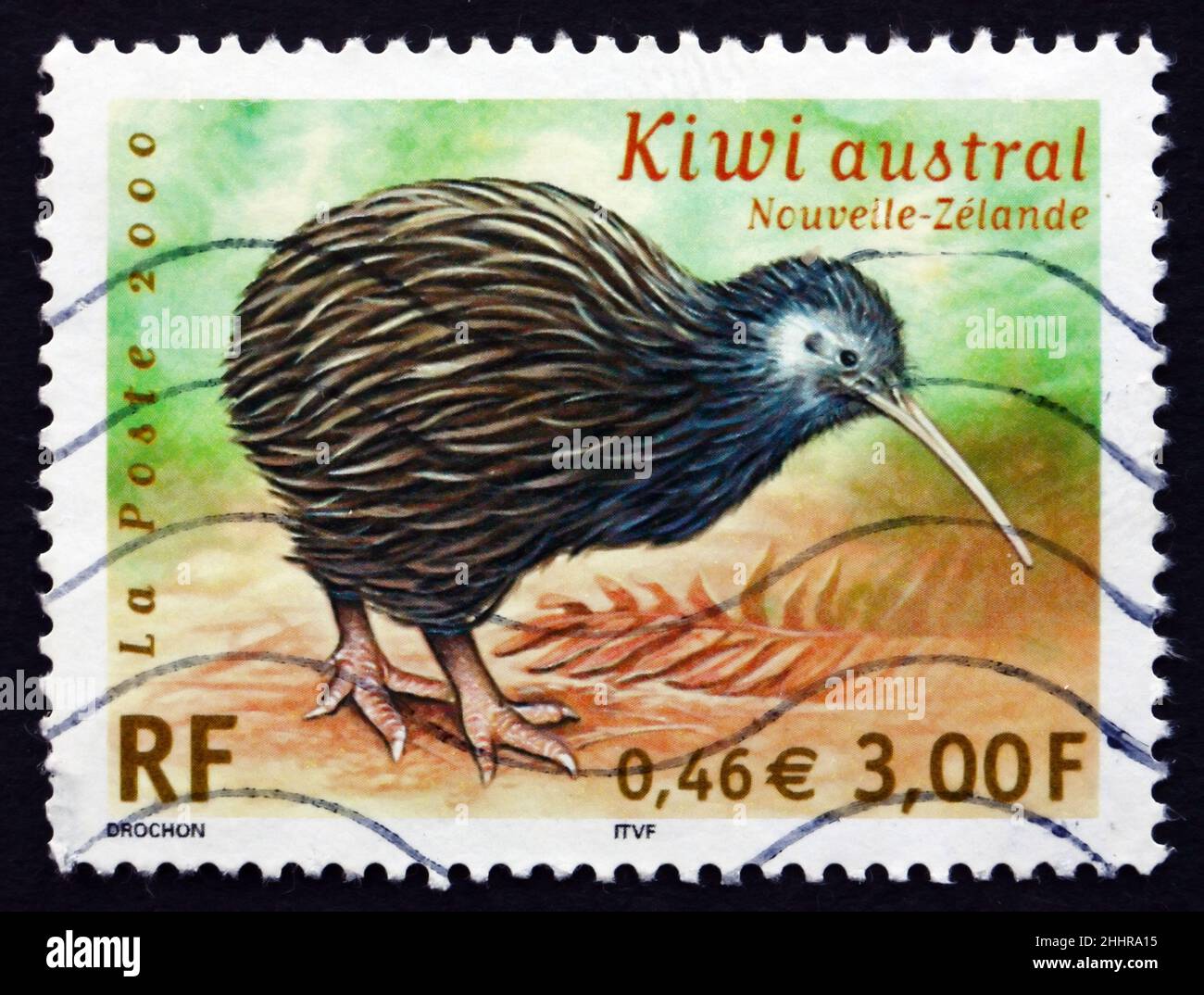 FRANCE - CIRCA 2000: a stamp printed in the France shows Kiwi, Apteryx ...
