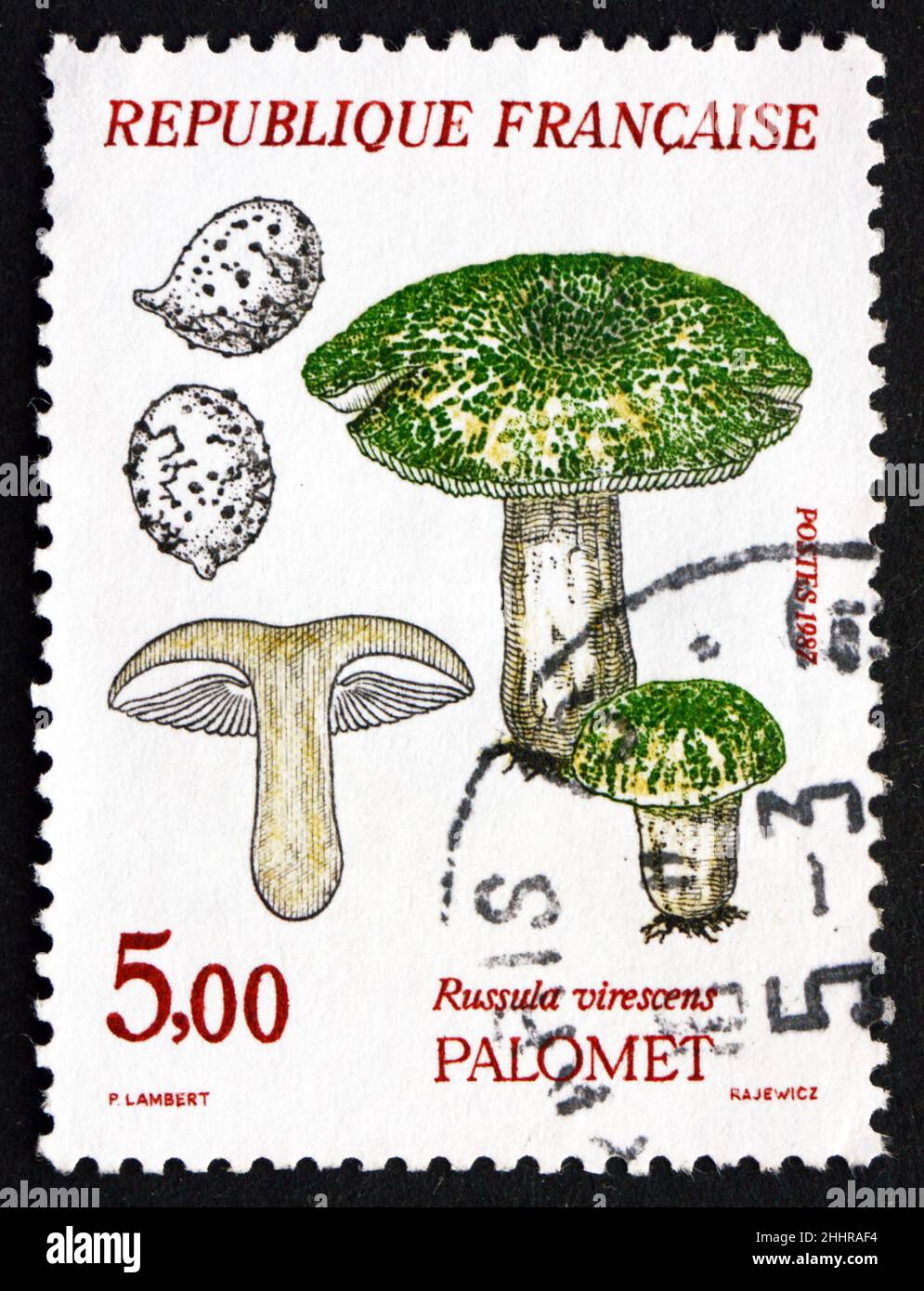 FRANCE - CIRCA 1987: a stamp printed in the France shows Quilted Green ...