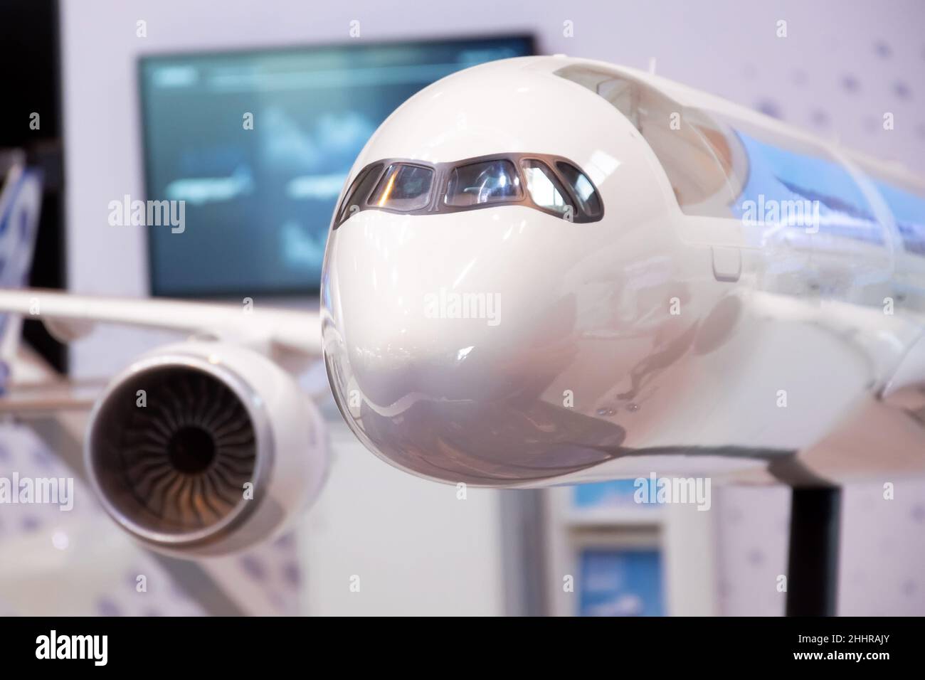 Exhibition model aircraft nose near close up Stock Photo - Alamy
