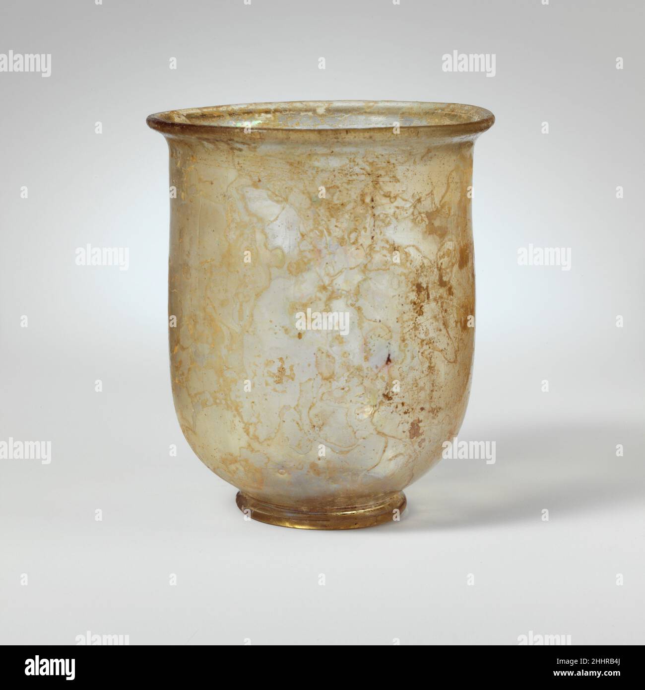 Glass beaker 2nd–3rd century A.D. Roman Translucent pale yellow green ...