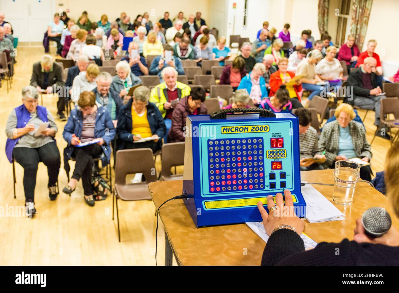 People playing Bingo in the village hall, Glenties, County Donegal ...