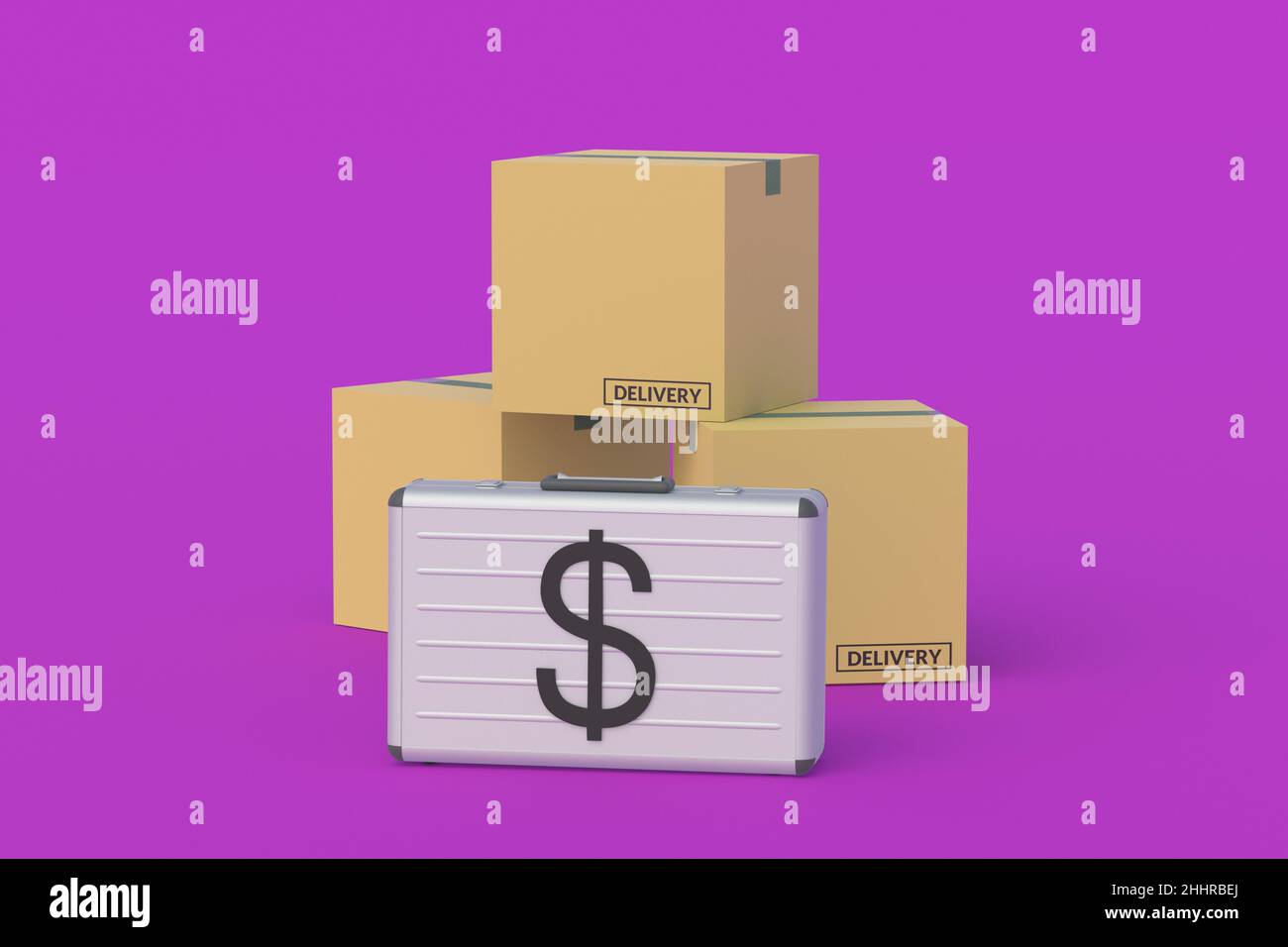 Boxes and suitcase with dollar symbol. The concept of investing in a ...