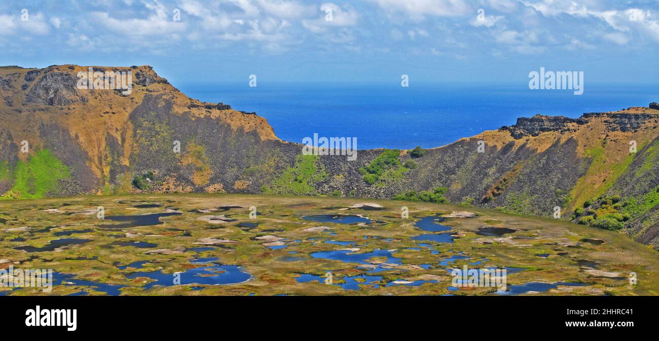 Rano Kau volcano, Easter Island, Chile Stock Photo - Alamy