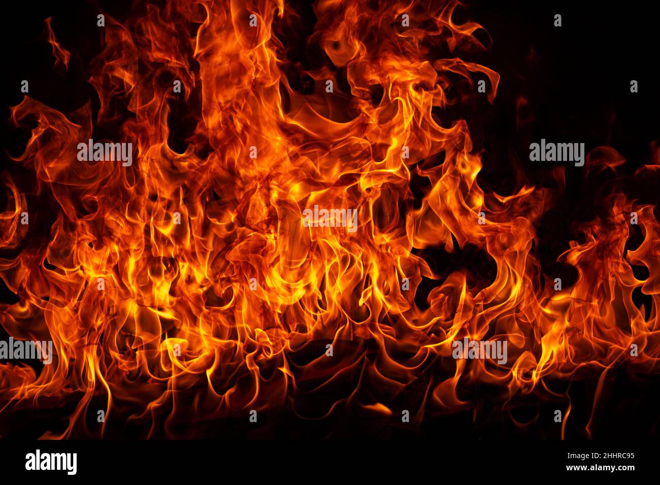 Fire flames on black background. Fire burn flame isolated, abstract ...