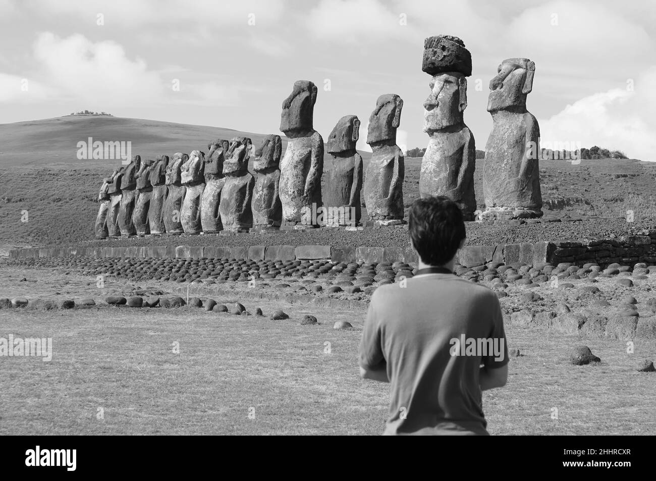 Moai statues rapa nui easter island Black and White Stock Photos ...