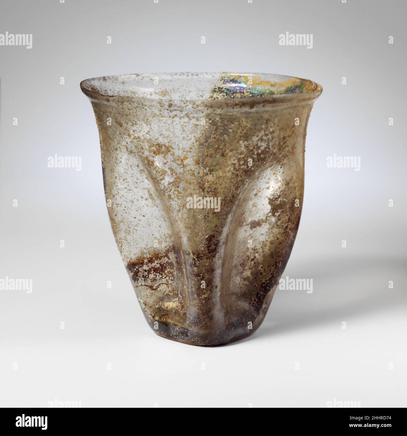 Glass beaker 2nd–3rd century A.D. Roman ColorlessKnocked-off, uneven ...