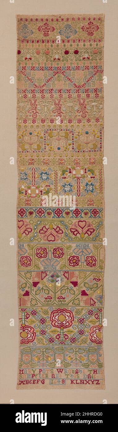 Embroidered band sampler 1648 Mary Pots From the early 17th century ...