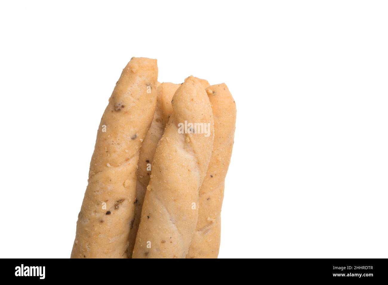 Bread sticks italian snack with blue ribbon isolated on the white Stock ...