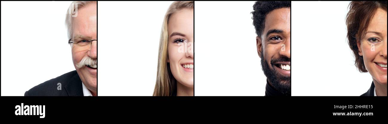 Group of people in a collage Stock Photo - Alamy