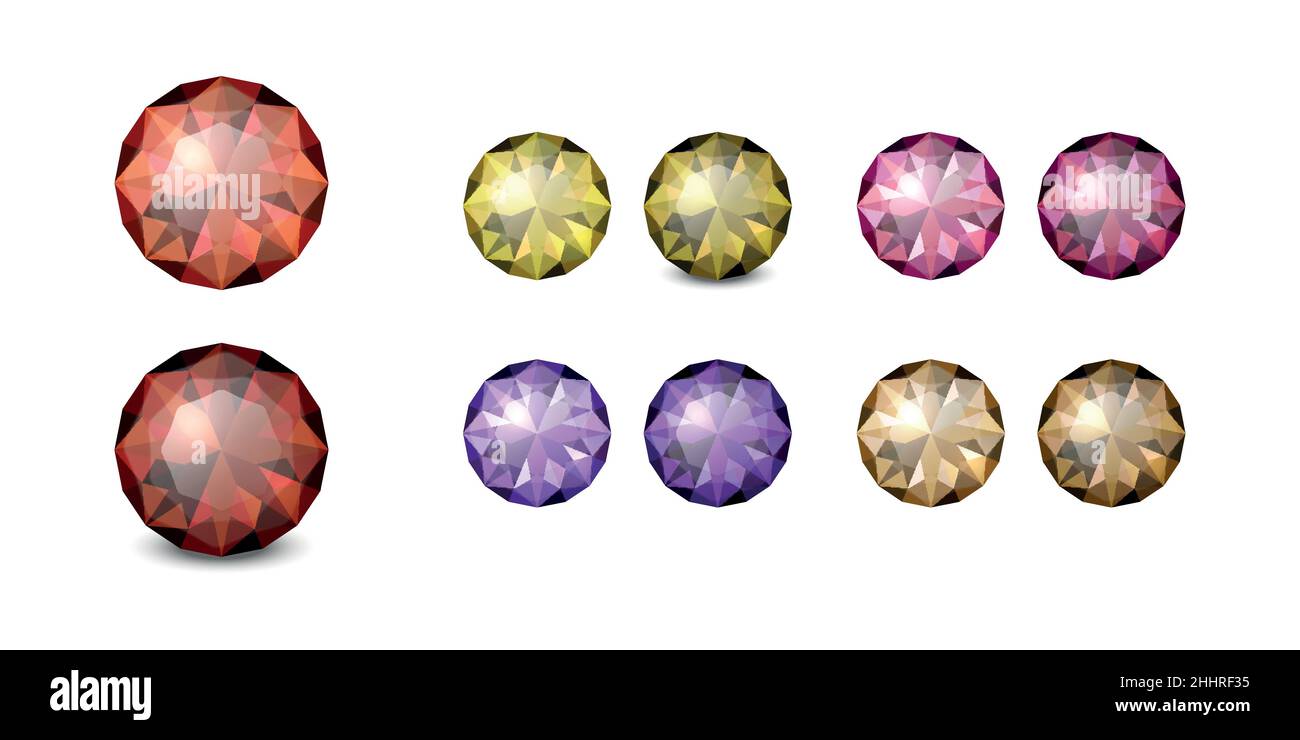 Vector 3d Realistic Gemstone, Crystal, Rhinestones Icon Set Closeup ...