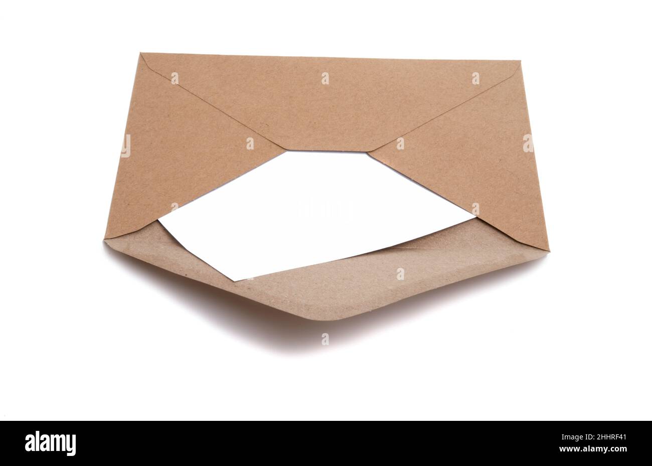 craft paper envelope with a blank for mail post isolated on the white ...