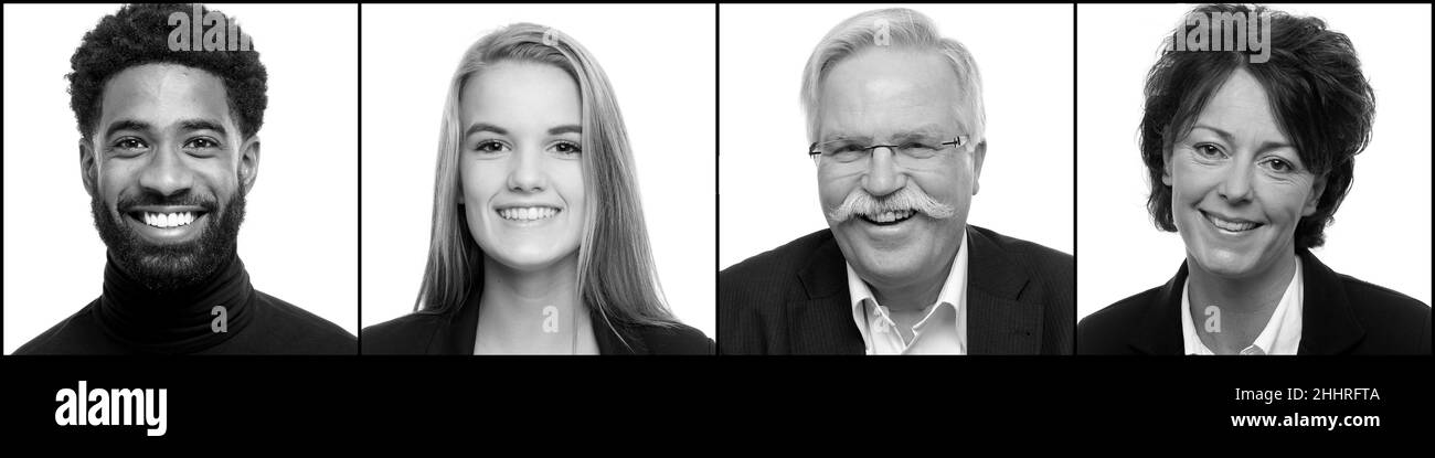 Group of people in a collage Stock Photo - Alamy