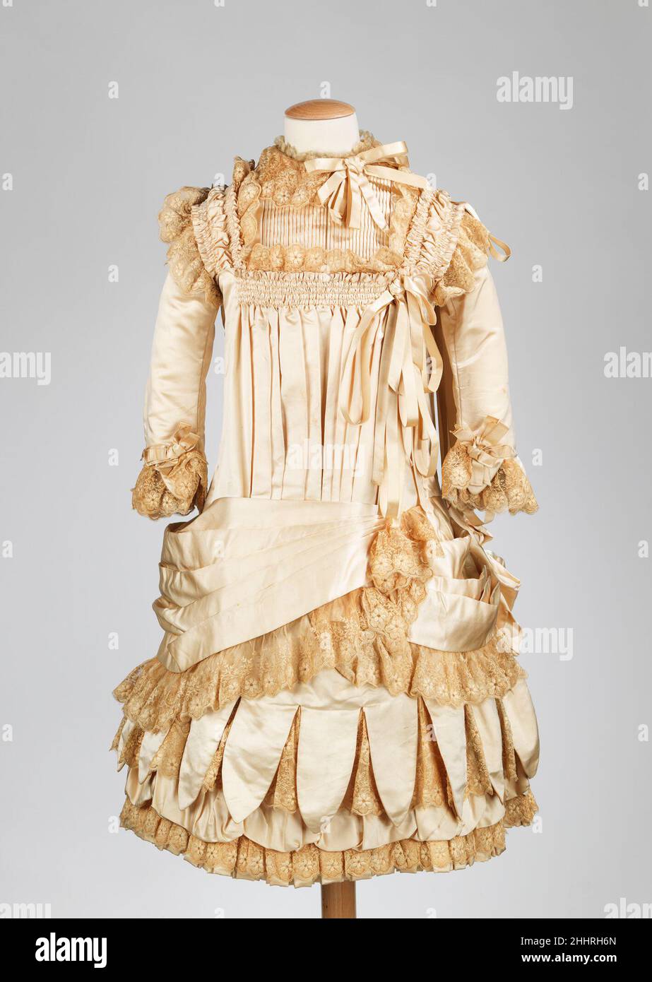 Dress ca. 1885 American Incorporating the high-style elements and ...
