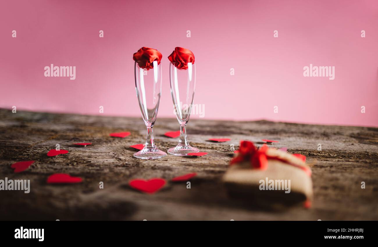 Romantic table for Valentine's day. Romantic Dinner at home Stock Photo - Alamy