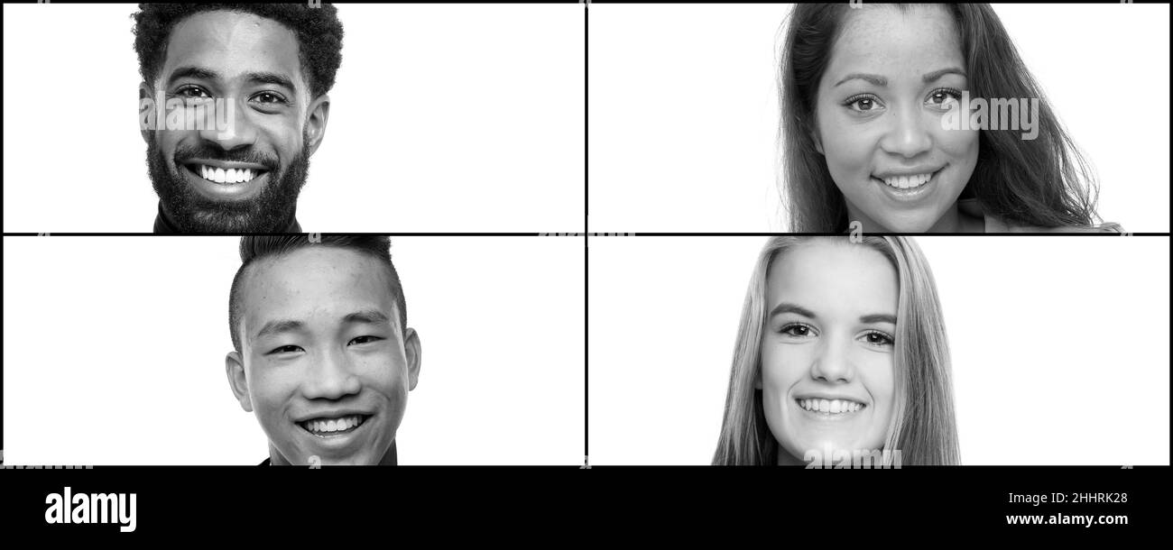 Group of people in a collage Stock Photo - Alamy