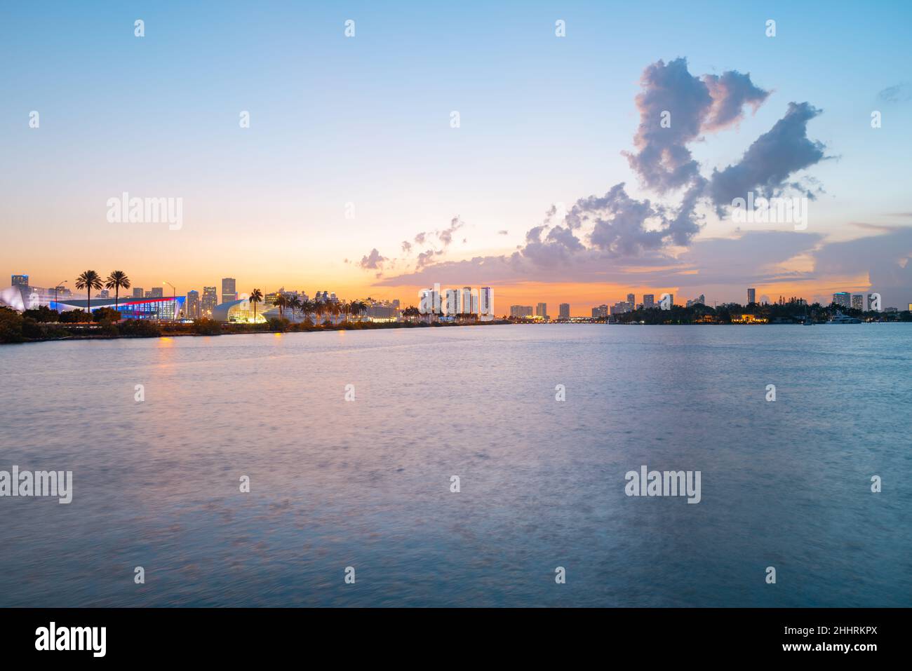 Miami city skyline view from Biscayne Bay Stock Photo - Alamy