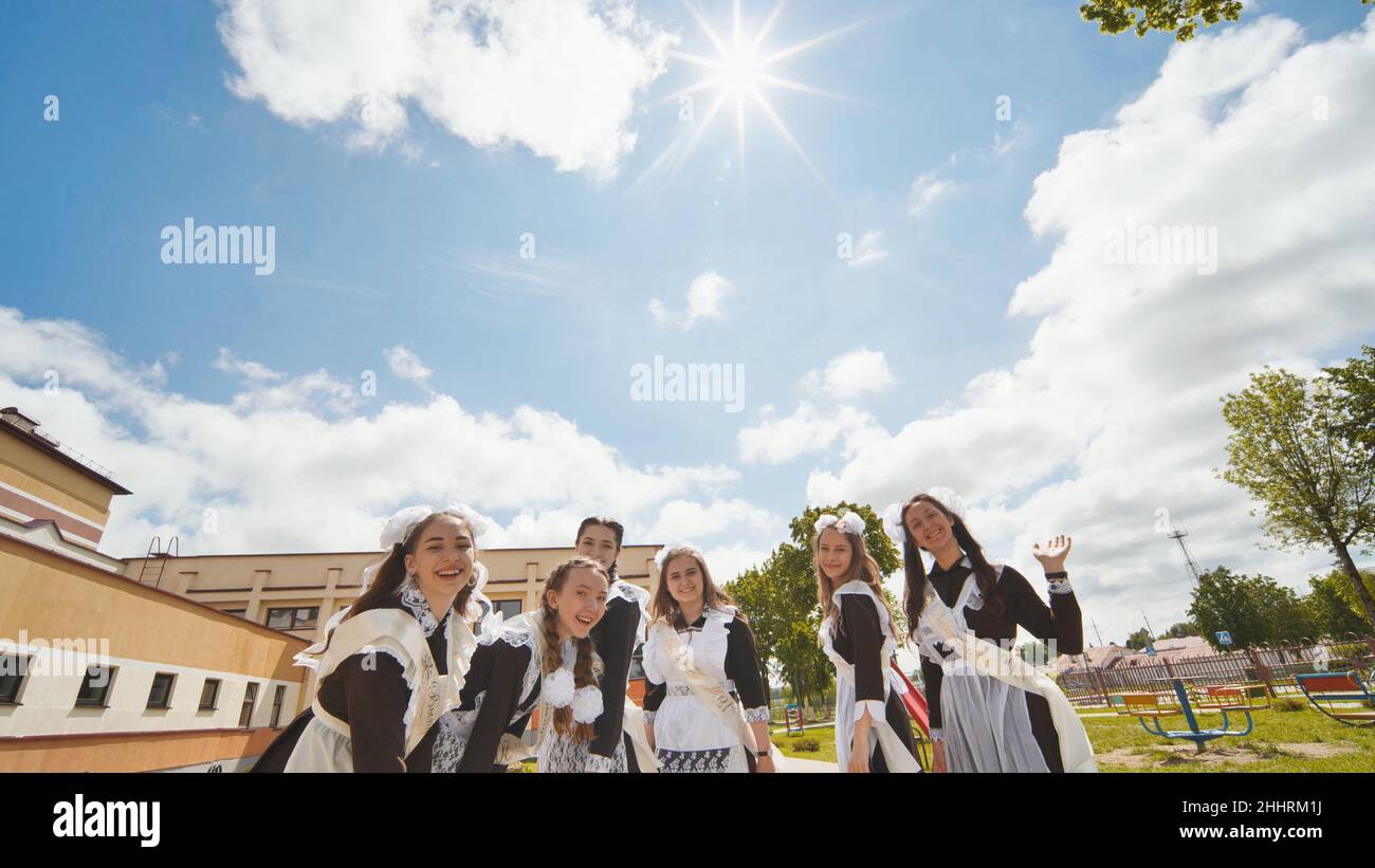 Happy Russian female graduates pose on their graduation day Stock Photo ...