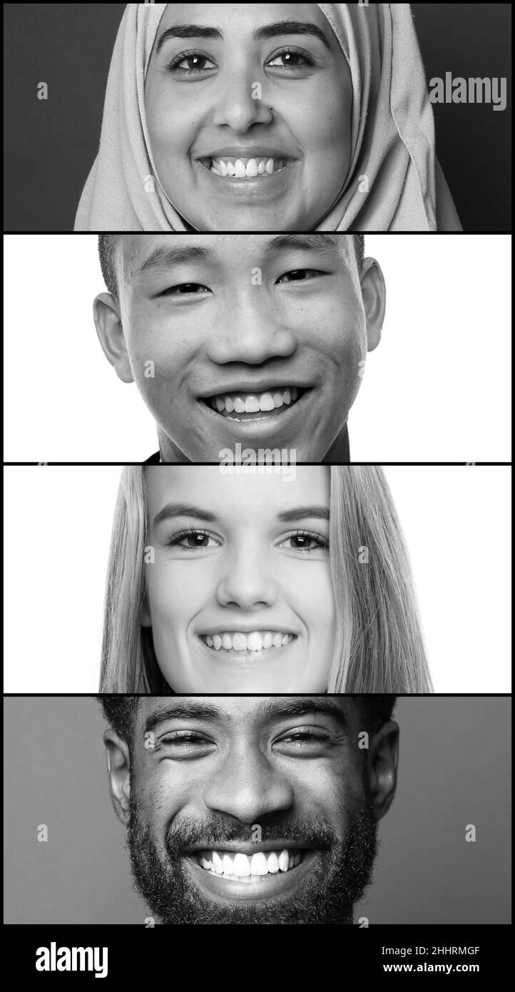 Group of people in a collage Stock Photo - Alamy