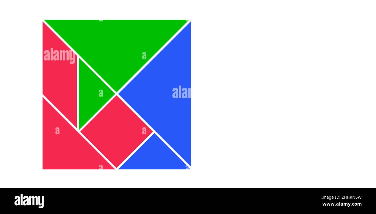Classic colorful tangram as an illustration against a white background ...