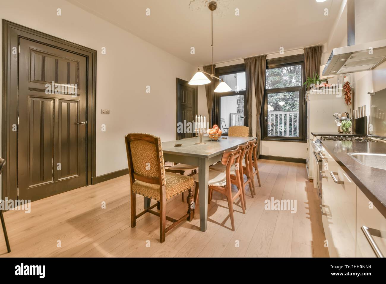 Interior design of clean and bright dining room Stock Photo - Alamy