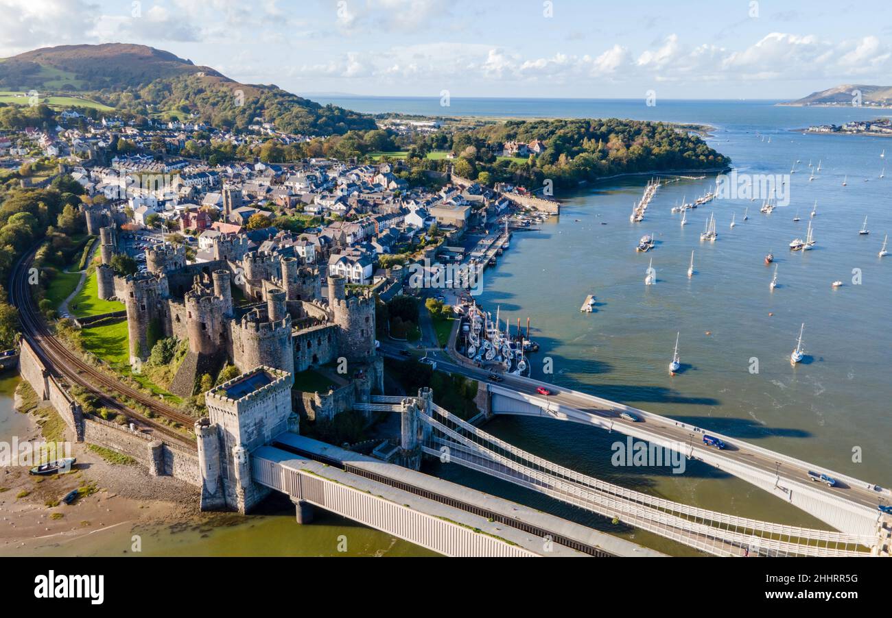 Aerial view of Conwy (UK Stock Photo - Alamy