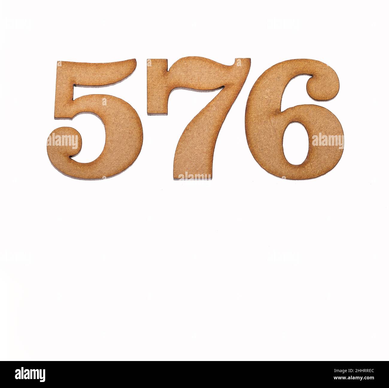 Number 576 - Piece of wood isolated on white background Stock Photo - Alamy