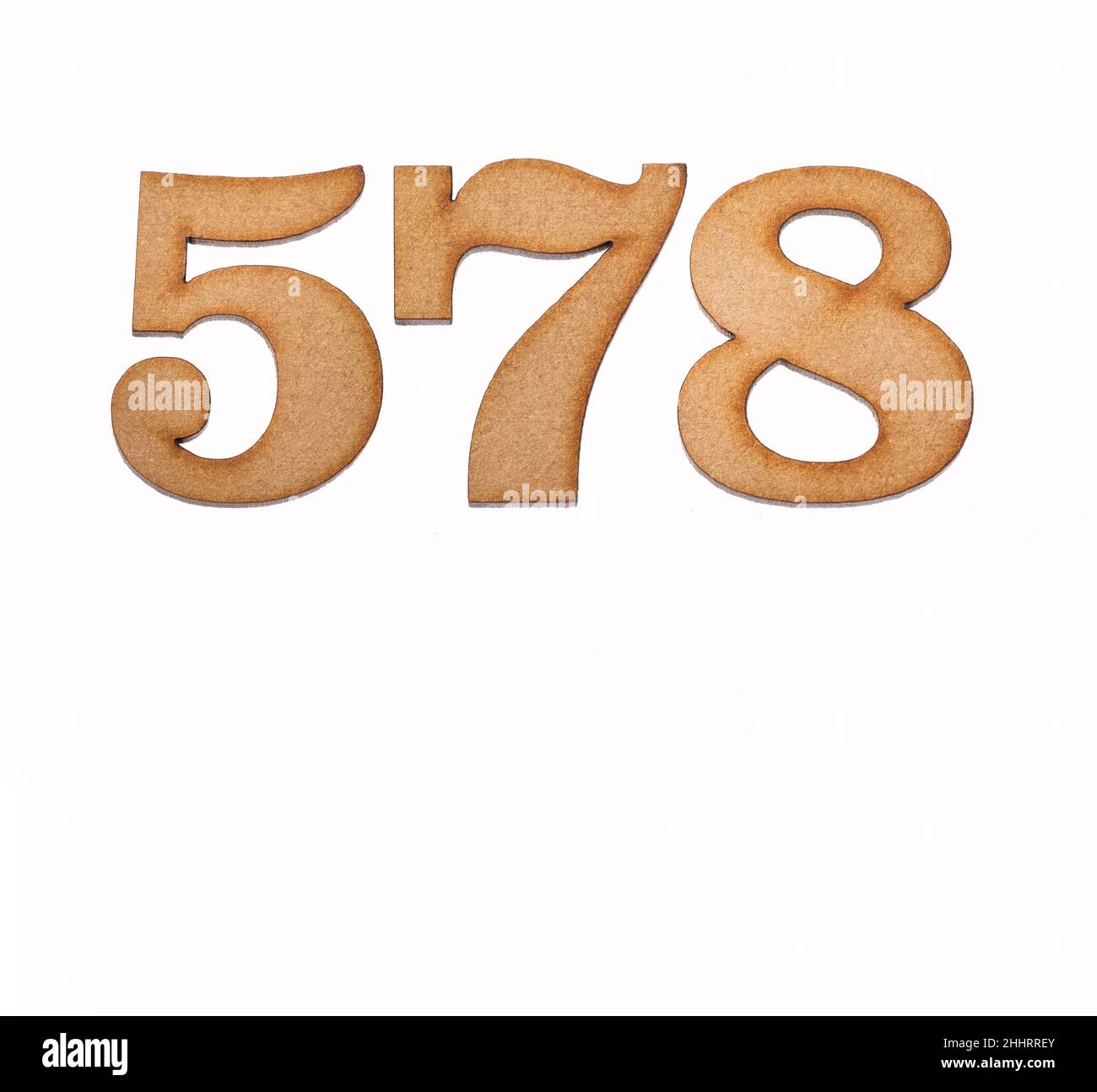 Number 578 - Piece of wood isolated on white background Stock Photo - Alamy