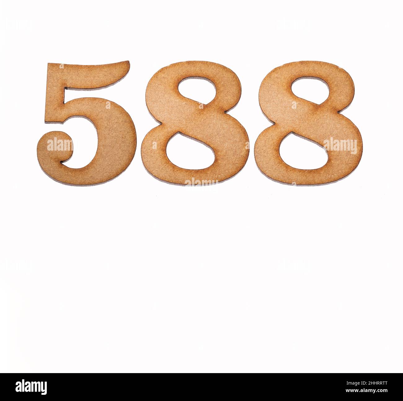 Number 588 - Piece of wood isolated on white background Stock Photo - Alamy
