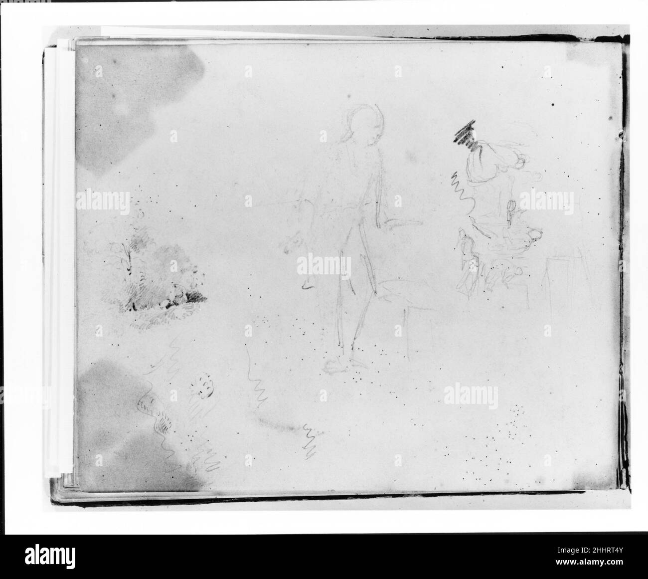 Three Studies: Standing Figure Facing Left; Interior with Figures and a ...