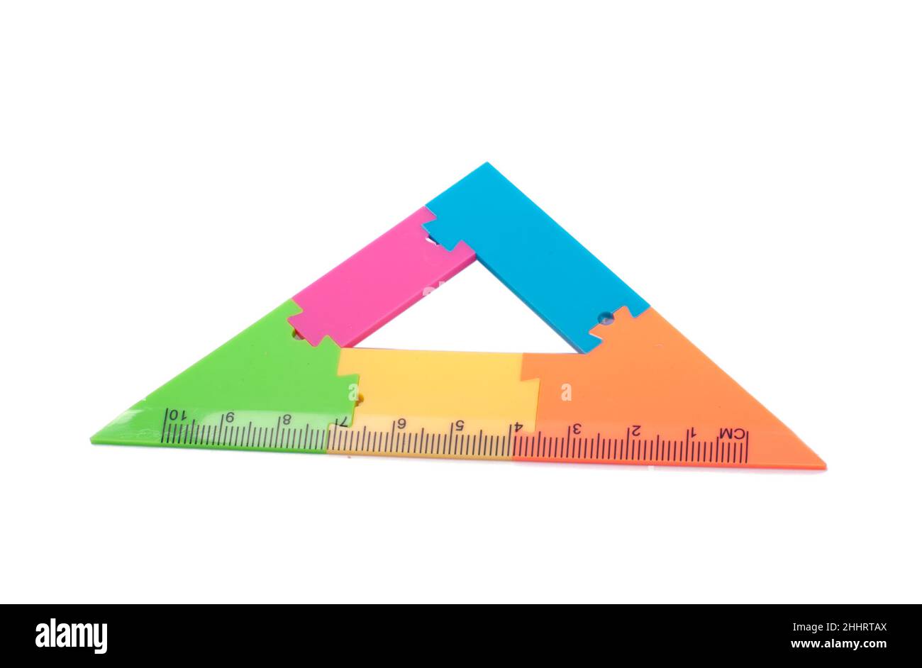 colorful plastic ruler in different color isolated on the white Stock ...